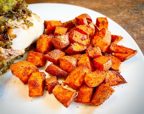 Southwest Roast Sweet Potatoes - Carb-Up, Low-Fat, Vegan